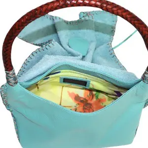 Carlos Falchi Leather Shoulder Bag - Teal