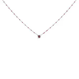 HAUS OF BRILLIANCE Sterling Rhodolite And Enamel Necklace - Silver