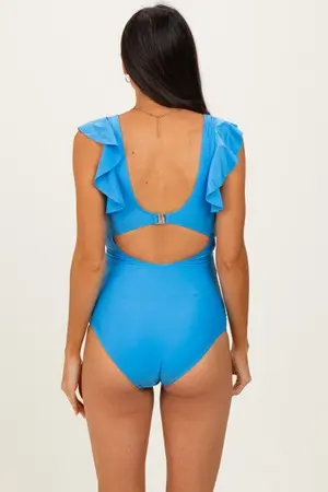 PINKBLUSH Cutout Flutter One Piece Swimsuit