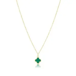 THE LOVERY FINE JEWELRY Clover Pendant Necklace - Malachite