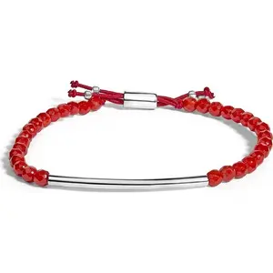 HAUS OF BRILLIANCE Sterling Red Jasper Bead Station Bolo Bracelet - Silver