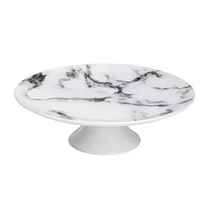 Prouna Marble Venice Fog Pedestal Cake Stand - White