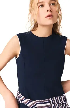 Maje Flared Dress With Peter Pan Collar - Navy