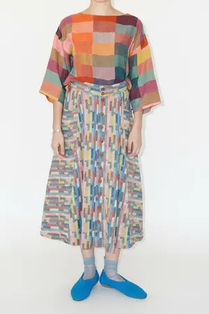 Ace & Jig Gertie Skirt Button Front Midi Skirt - Scribble