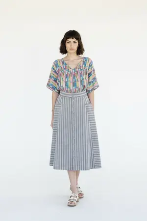 Ace & Jig Gertie Button Front Midi Skirt - Scribble