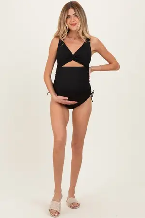 PINKBLUSH Twist Front Cutout Maternity One Piece Swimsuit