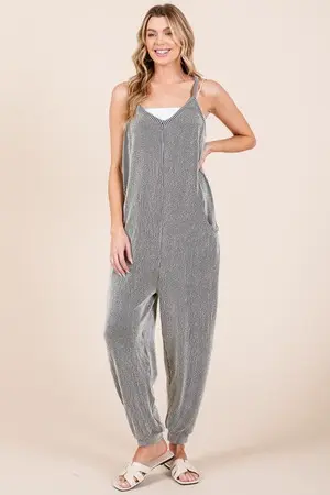 PINKBLUSH Ribbed Sleeveless Jumpsuit - Black