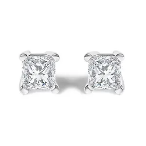 HAUS OF BRILLIANCE 925 Sterling 1/4 Cttw Princess-cut Diamond Stud Earrings - Silver