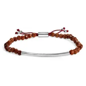 HAUS OF BRILLIANCE Sterling Sand Bead Bolo Bracelet - Silver