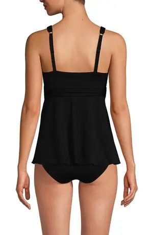 LANDS' END Dd-cup Sweetheart Belted Flutter Tankini - Black