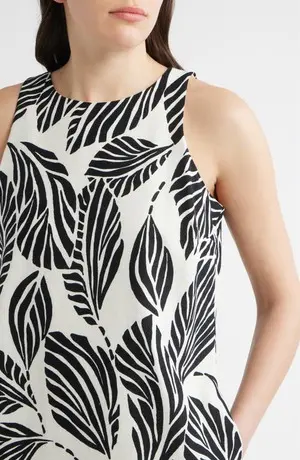 CECE DUPRAZ Printed A-line Linen-blend Mini Dress - Ivory Multi