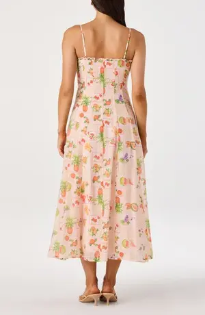 Astr The Label Jaylynn Ruffle Seamed Dress - Pink Fruit Multi