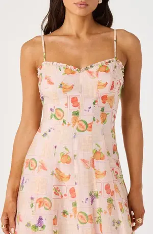 Astr The Label Jaylynn Ruffle Seamed Dress - Pink Fruit Multi