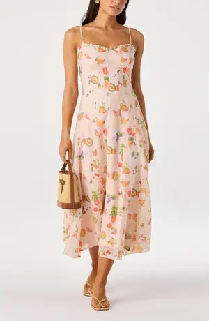 Astr The Label Jaylynn Ruffle Seamed Dress - Pink Fruit Multi