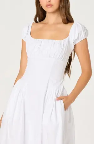 Astr The Label Cap Sleeve Midi Dress - White