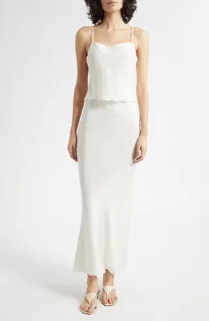 Posse Cove Embroidered Silk-blend Maxi Dress With Scarf - Pearl