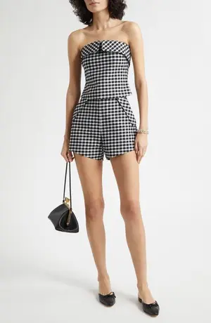 Posse Chiara Strapless Stretch Cotton Top - Black/white