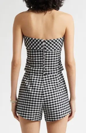 Posse Chiara Strapless Stretch Cotton Top - Black/white