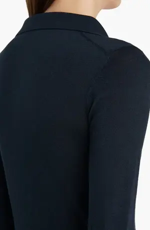 Khaite Mikel Wool Blend Polo Sweater - Midnight Navy