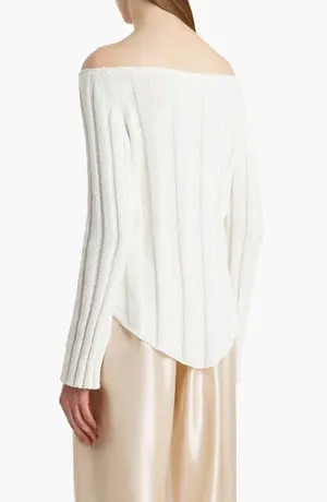 Khaite Sylas Off-the-shoulder Ribbed Sweater - Glaze