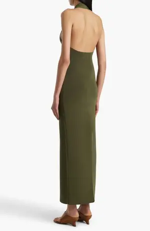 Khaite Mahi Halter Milano Knit Dress - Olive