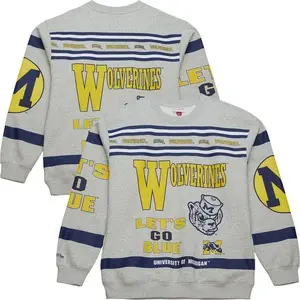 Mitchell & Ness Michigan Wolverines All Over Print Sweatshirt