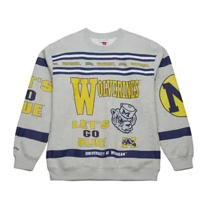 Mitchell & Ness Michigan Wolverines All Over Print Sweatshirt