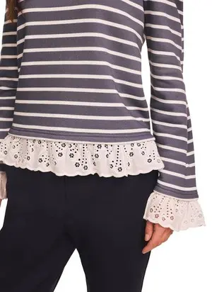 Mint Velvet Striped Woven Mix Sweatshirt