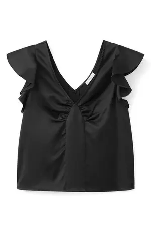 Mango Satin Ruffle Top
