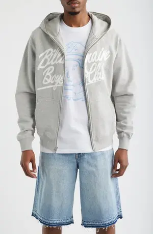 BILLIONAIRE BOYS CLUB Script Logo Cotton Fleece Hoodie - Heather Grey
