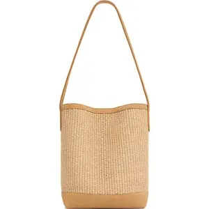 MANSUR GAVRIEL Small Everyday Cabas Woven Raffia & Suede Bucket Tote - Natural