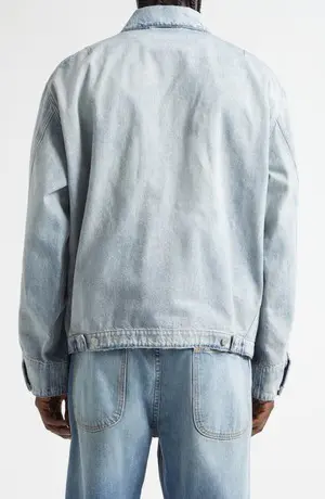 MAISON MARGIELA Distressed Zip-up Denim Trucker Jacket - Light Blue