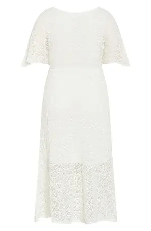City Chic Cassie Open Stitch Maxi Dress - Creme