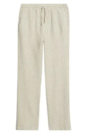 PERCIVAL Sorrento Pinstripe Cotton & Linen Drawstring Pants