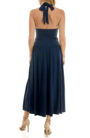 SOCIALITE Ruched Halter Midi Dress