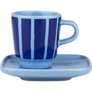 Marimekko Oiva Piccolo Espresso Cup & Saucer - Light Blue