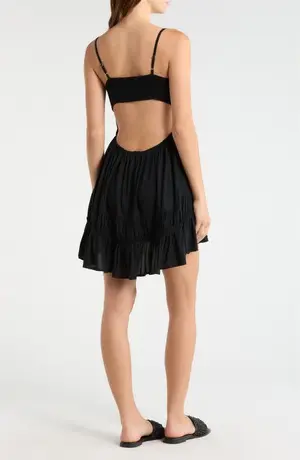 Elan Ruffle Cover-up Sundress - Black