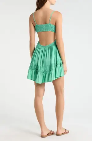 Elan Ruffle Cover-up Sundress - Jade