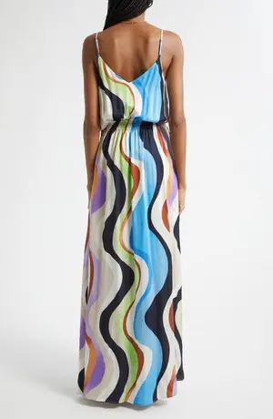 Ramy Brook Clarissa Wave Print Maxi Dress