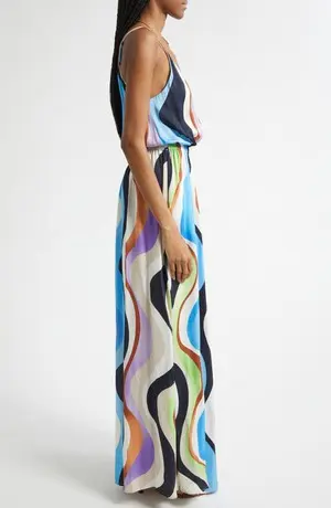 Ramy Brook Clarissa Wave Print Maxi Dress