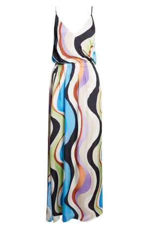 Ramy Brook Clarissa Wave Print Maxi Dress