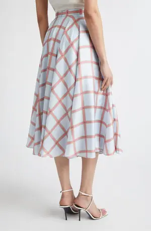 EMILIA WICKSTEAD Karima Plaid Silk Twill Midi Skirt