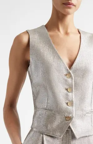 St. John Lamé Suiting Vest