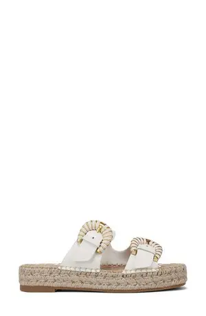 Sam Edelman Tabbey Espadrille Platform Slide Sandal - Bright White