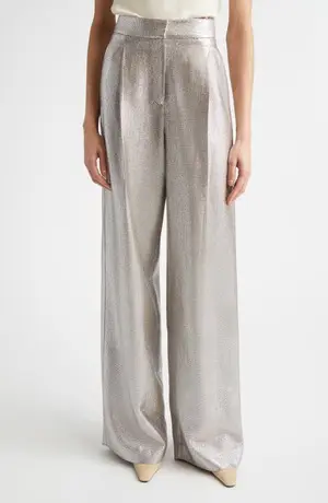 St. John Lamé Suiting Trousers - Antique Silver