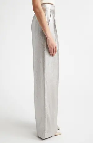 St. John Lamé Suiting Trousers - Antique Silver