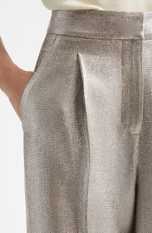 St. John Lamé Suiting Trousers - Antique Silver