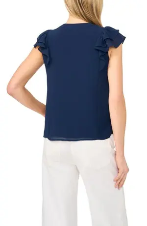 CECE DUPRAZ Ruffle Sleeve Pintuck Top