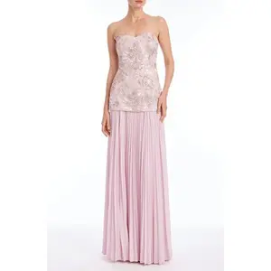 Badgley Mischka Embellished Drop Waist Evening Gown