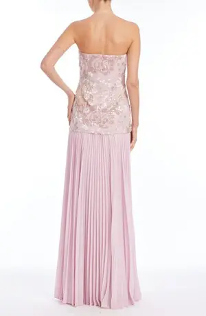 Badgley Mischka Embellished Drop Waist Evening Gown